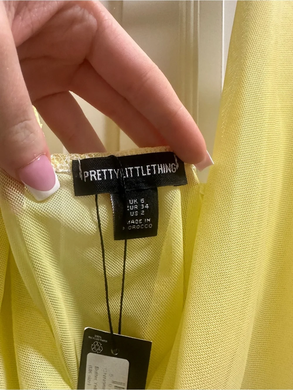 PrettyLittleThing | Tops | Prettylittlething Pale Yellow Draped ...